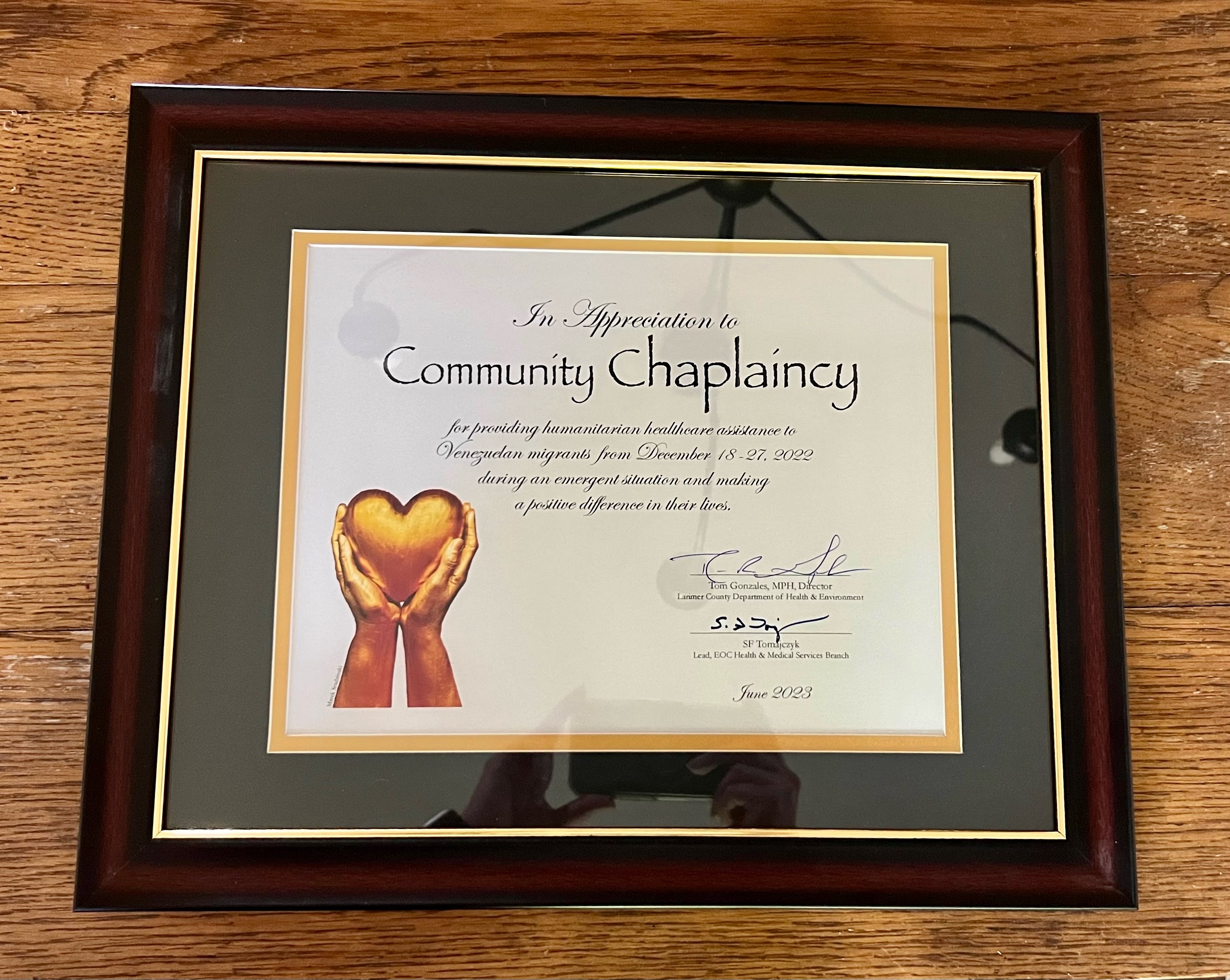 Humanitarian Recognition – Community Chaplaincy of Larimer County